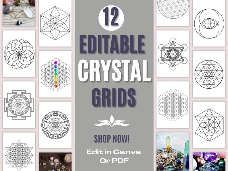 Crystal Grid 12 Editable PNG Files, PDF & Canva - Etsy