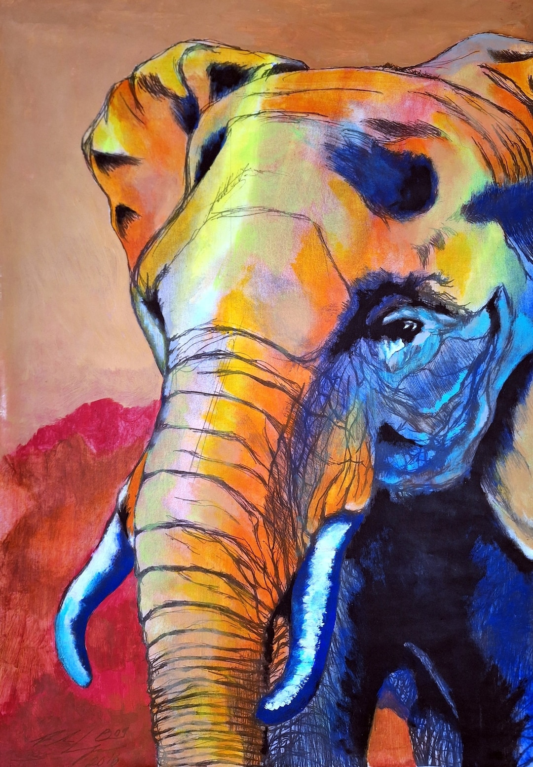 Elephant Abstract Art Painting Colorful Elephant Art Acrylic Painting ...