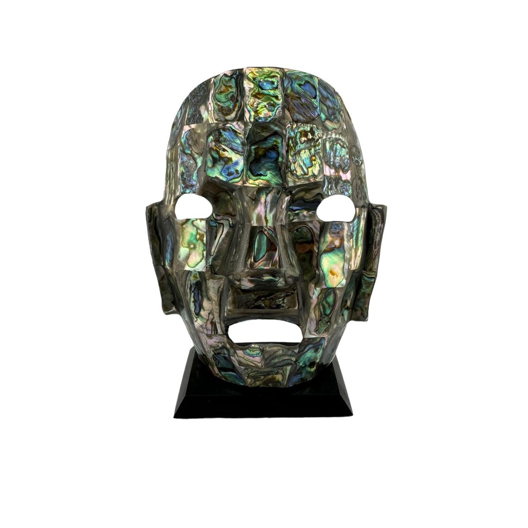 Handmade Carved Abalone Shell Mask on Wood Base - Etsy