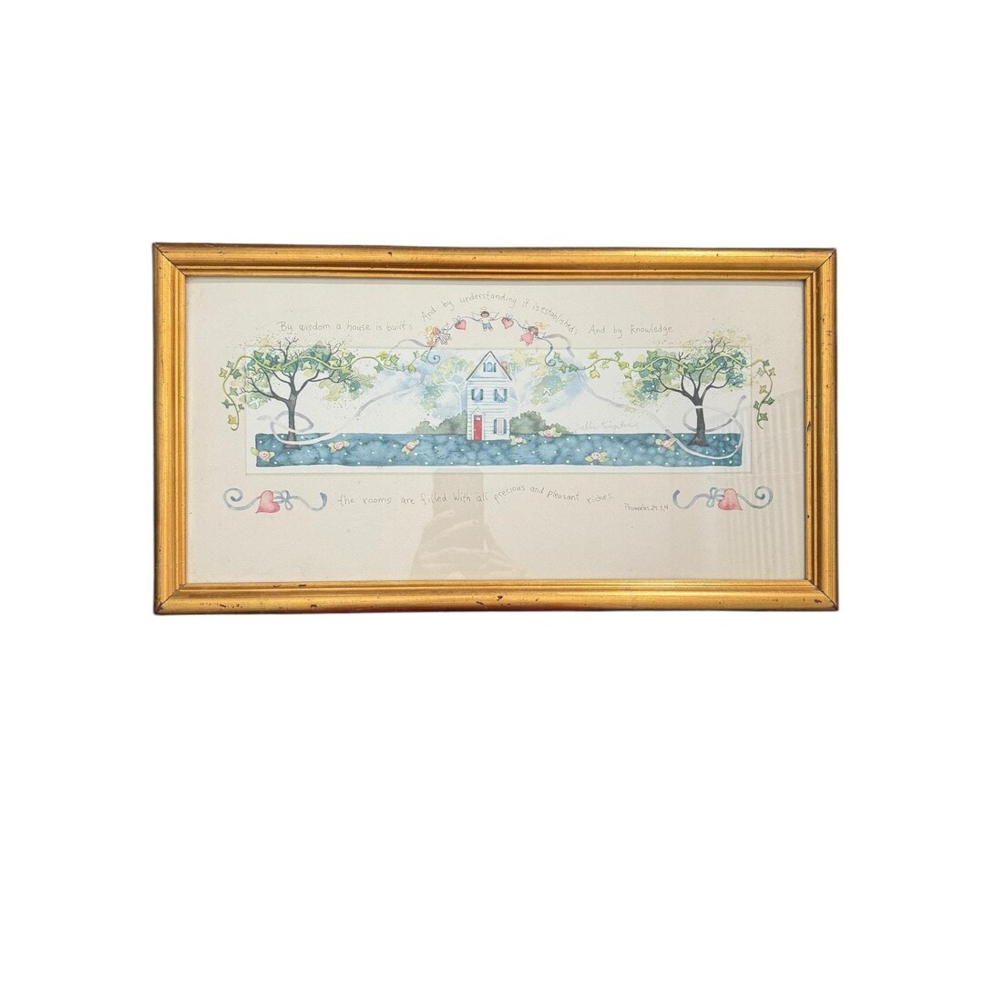 Vintage 1990s Debbie Kingston Proverbs 24:3,4 Framed Art Print - Etsy