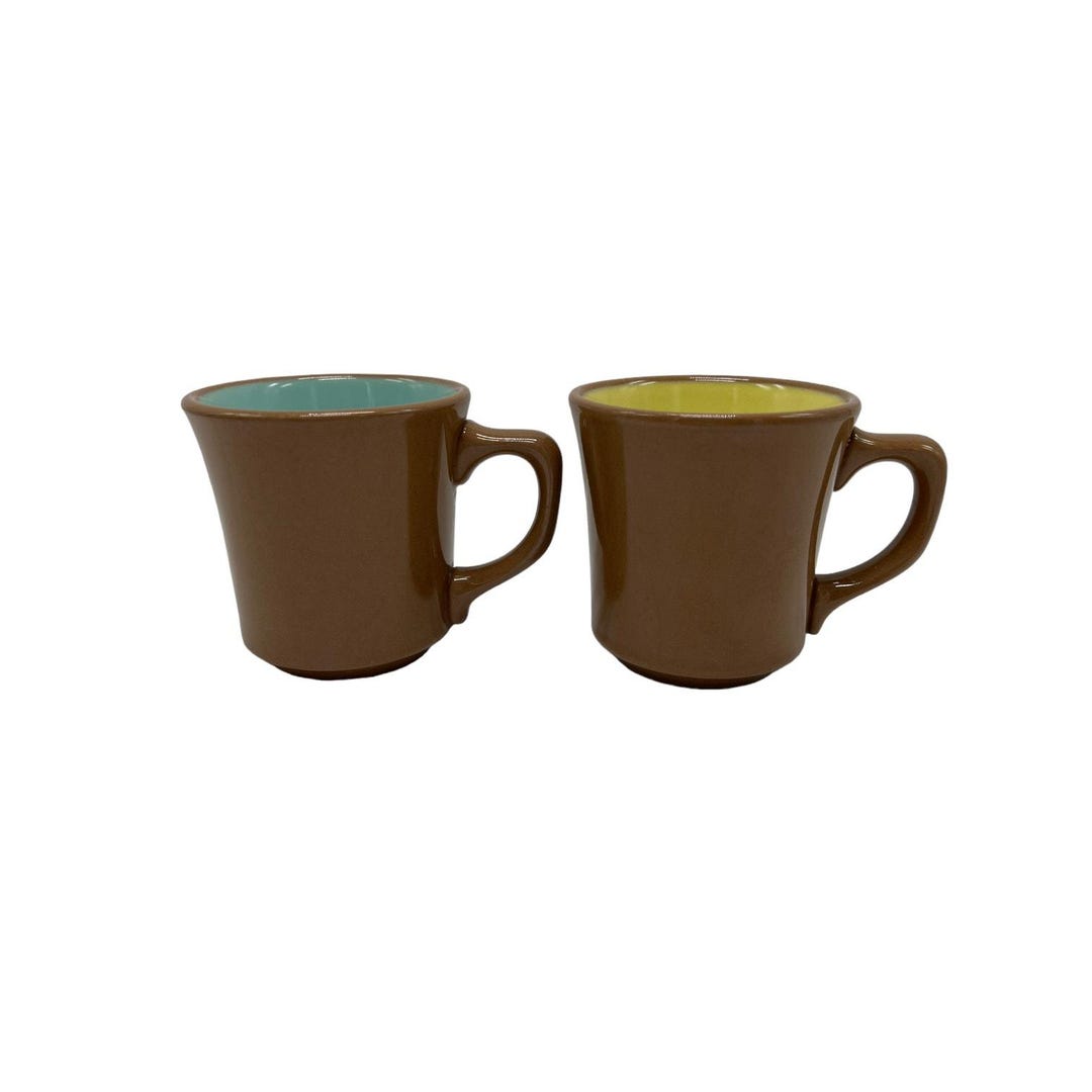 Vintage Genuine Taylor Pottery Mugs Brown & Pastels Set of 2 - Etsy