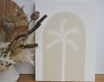 Textured Art Palm Tree Canvas Framed Painting Matching Set Boho Coastal ...