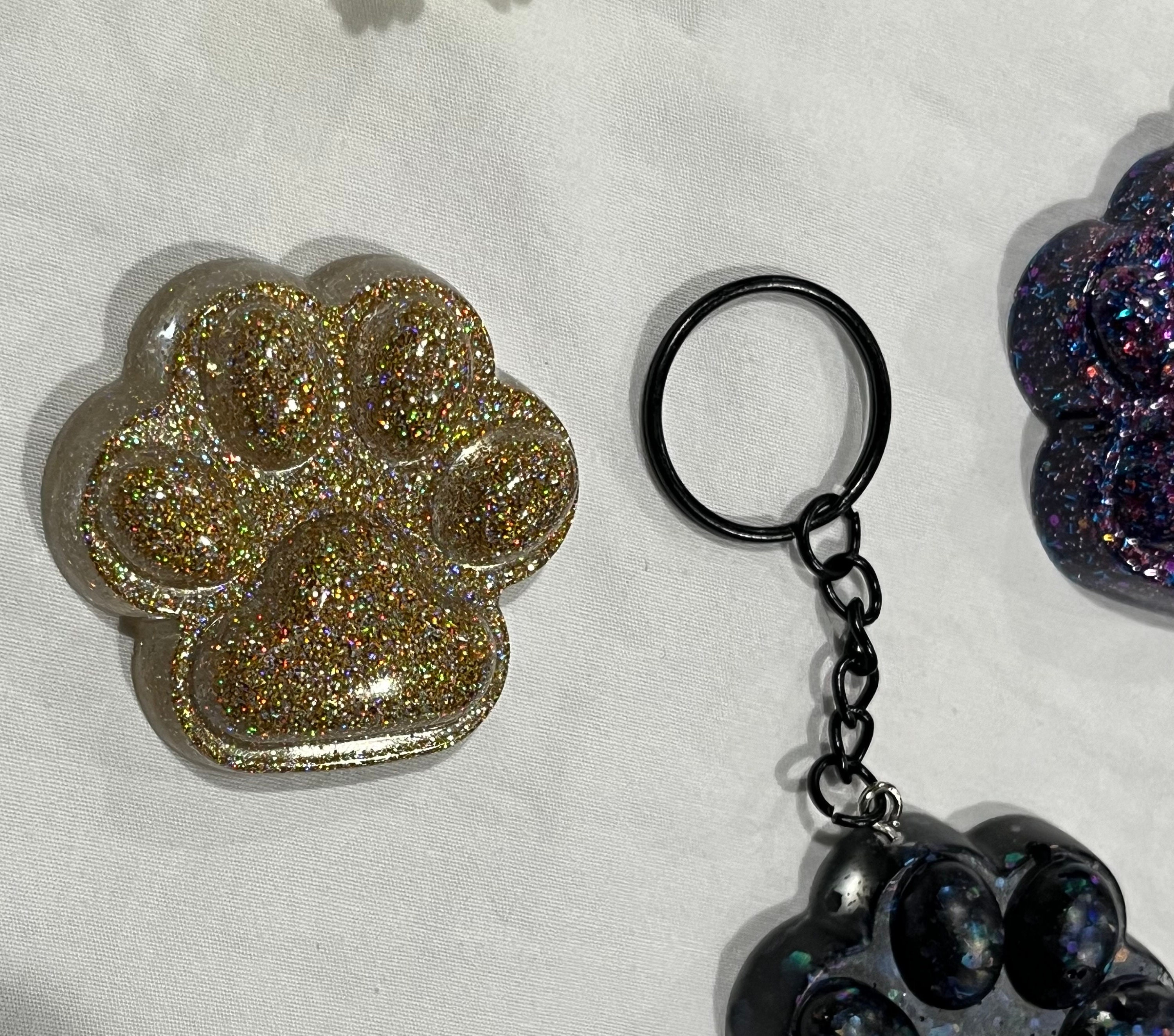 Glitter Paw Print Keychain - Cat Dog Paw - Gift Idea - 3D ...