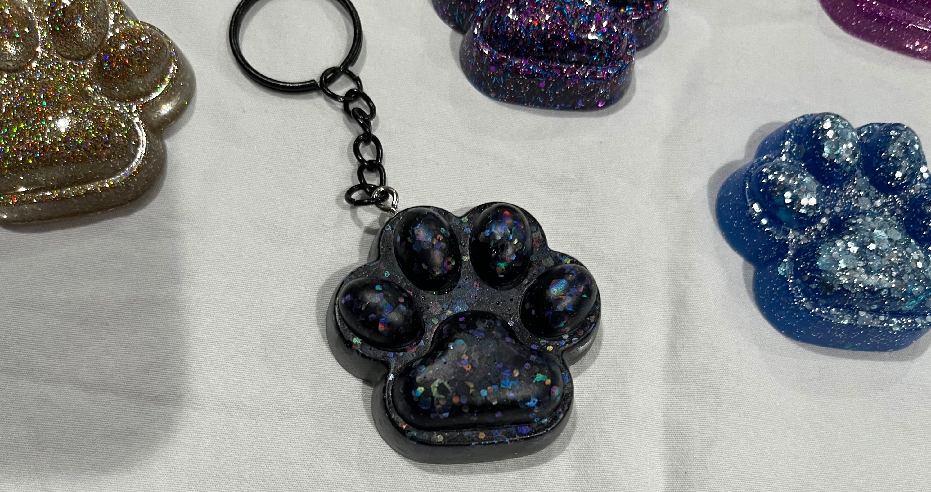 Glitter Paw Print Keychain - Cat Dog Paw - Gift Idea - 3D ...