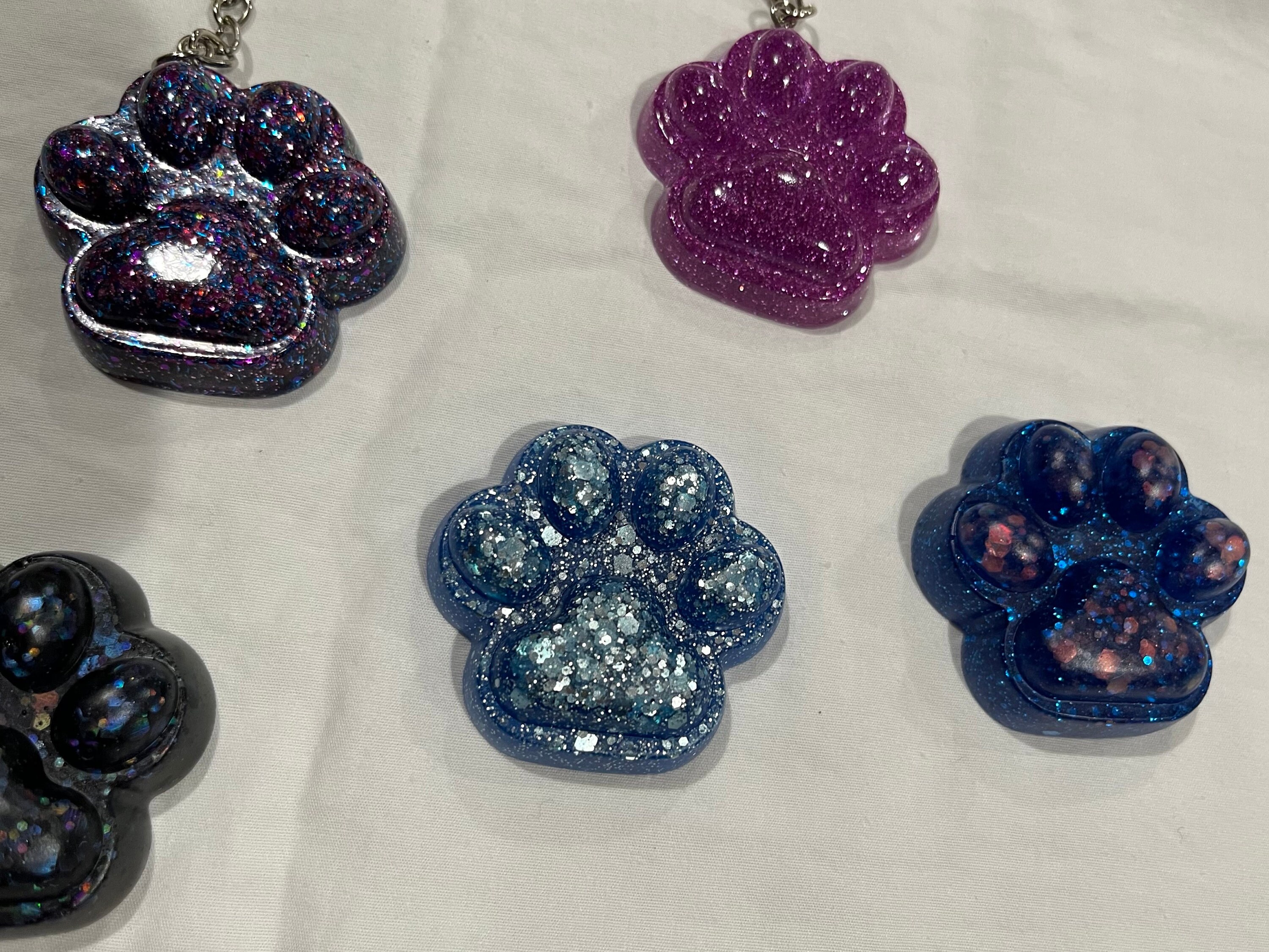 Glitter Paw Print Keychain - Cat Dog Paw - Gift Idea - 3D ...