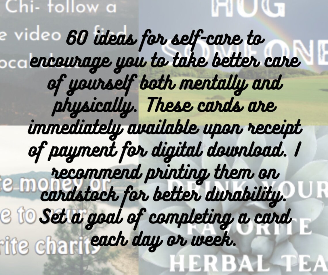 Self Care Cards, Printable Self Care Ideas, Self Care Ideas - Etsy