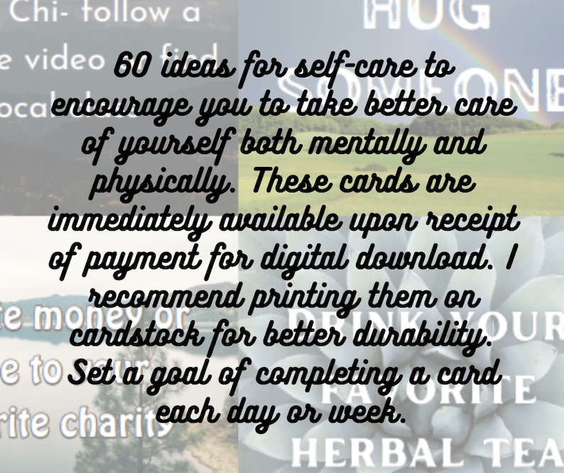 Self Care Cards, Printable Self Care Ideas, Self Care Ideas - Etsy