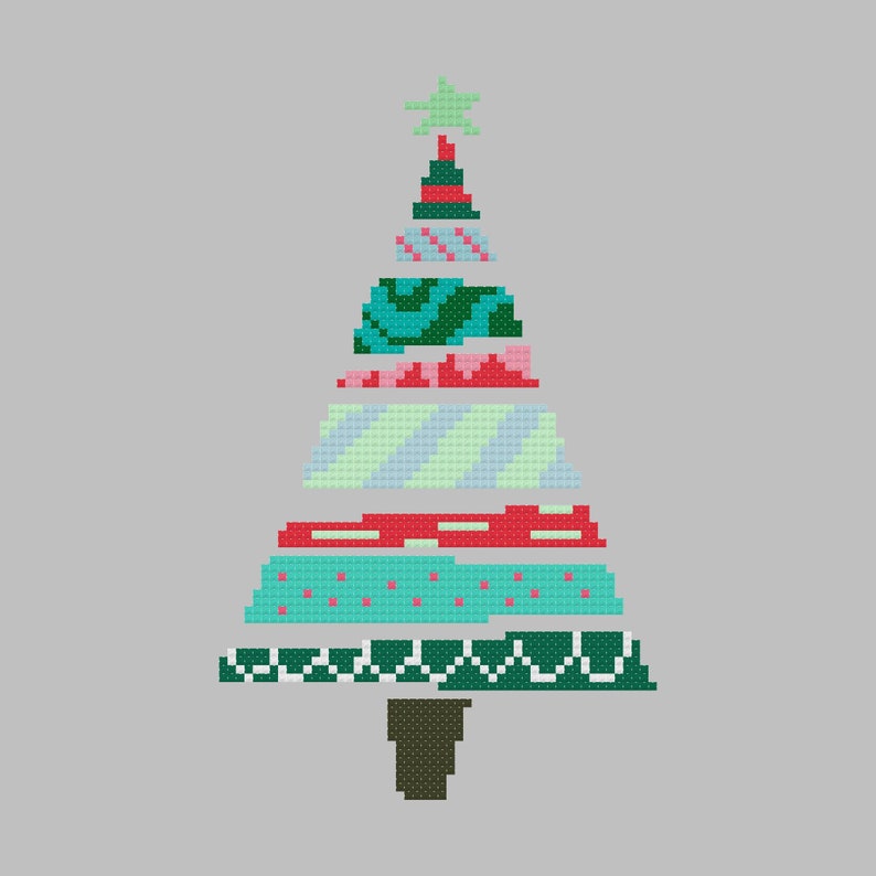 Funky Christmas Tree Cross Stitch Pattern PDF - Etsy