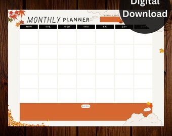 Cute Halloween Digital Calendar Cute Halloween Monthly Planner Cute ...