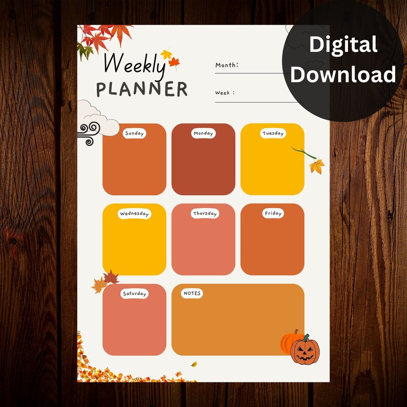 Fall/halloween Aesthetic Weekly Printable Planner Digital Download - Etsy