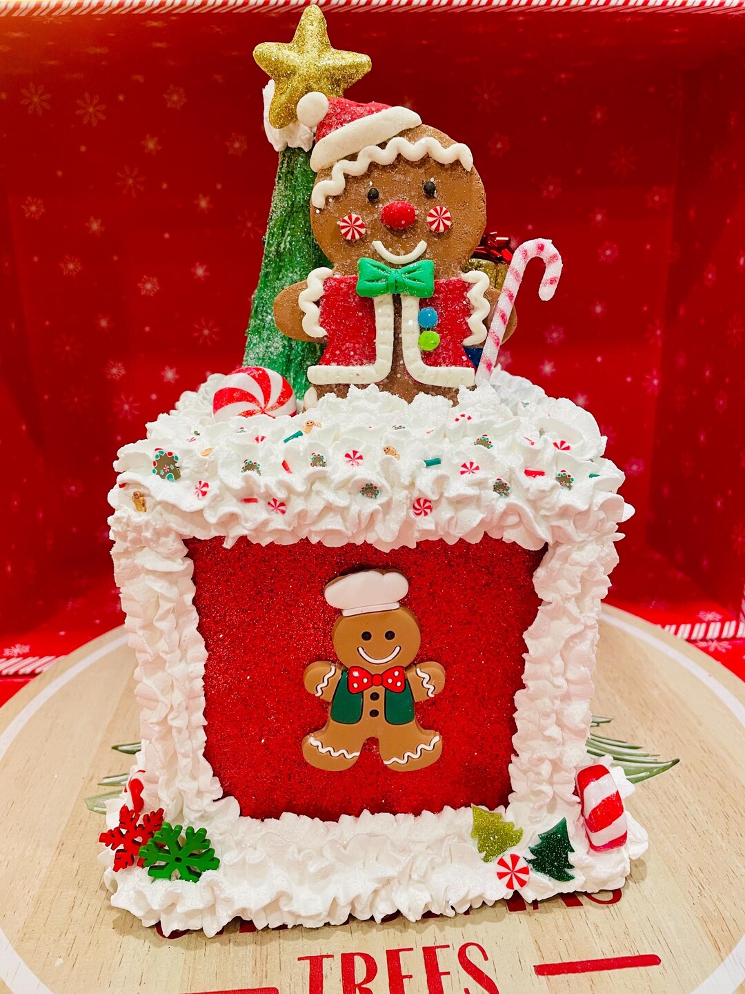 Gingerbread Christmas Sqaure Fake Bake Cake - Etsy