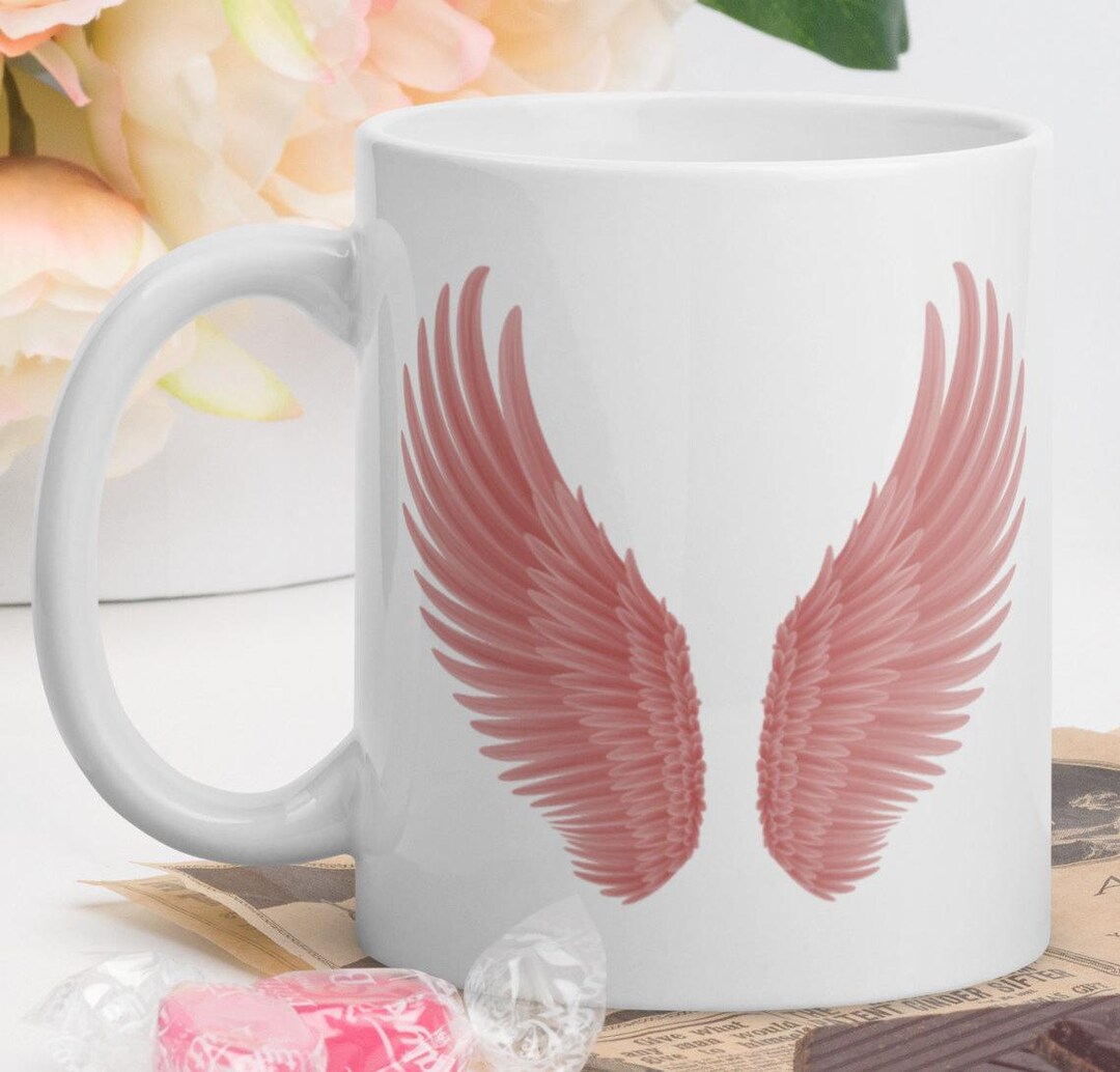 Pink Angel Wings White Glossy Morning Java or Tea Mug - Etsy