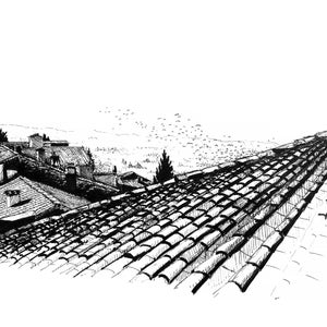 Tuscany Rooftop Drawing Digital File - Etsy