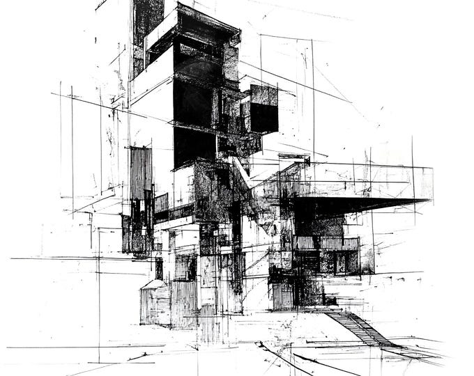 Modern House Concept Sketch – Hand-drawn Architectural Drawing, Digital ...