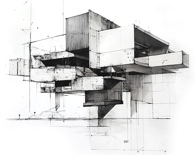 Contemporary House Concept Sketch – Hand-drawn Architectural Design ...