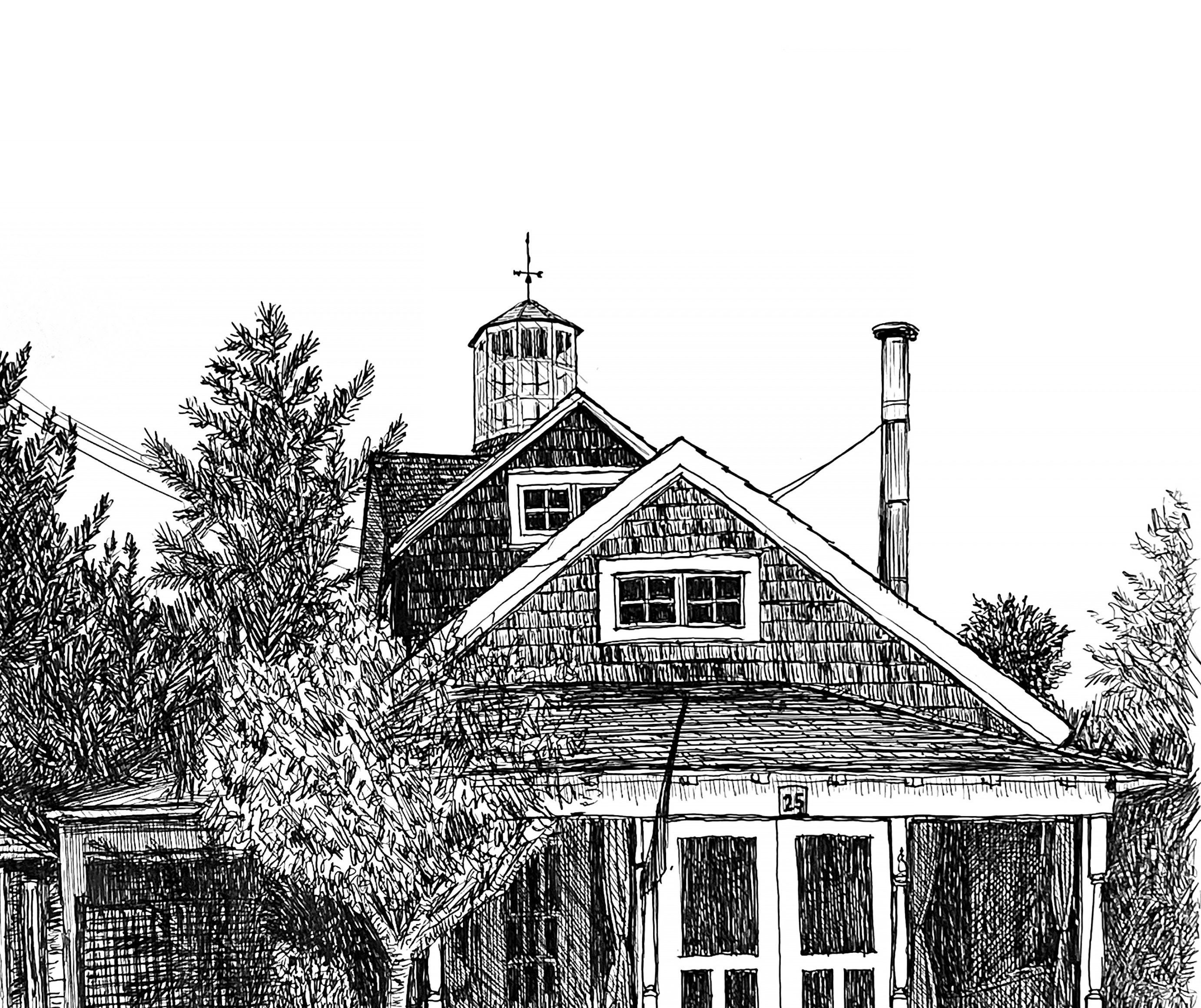 Beach House Sketch – Hand-drawn Coastal Architecture Print, Digital ...