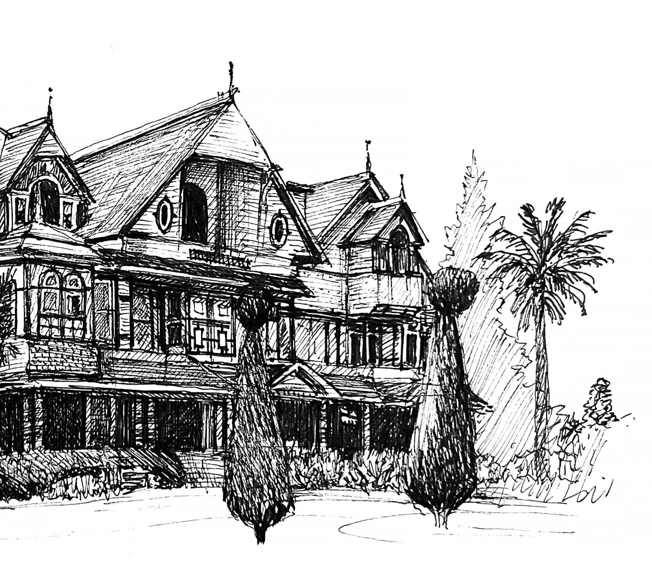 Winchester Mystery House Drawing Digital File - Etsy