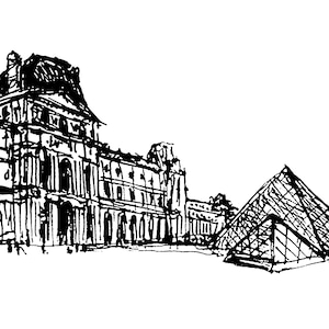 The Louvre Museum Paris Drawing Digital File - Etsy