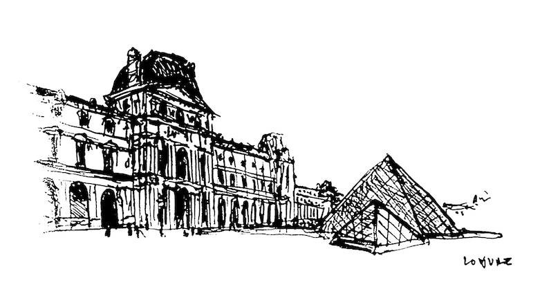 The Louvre Museum Paris Drawing Digital File - Etsy