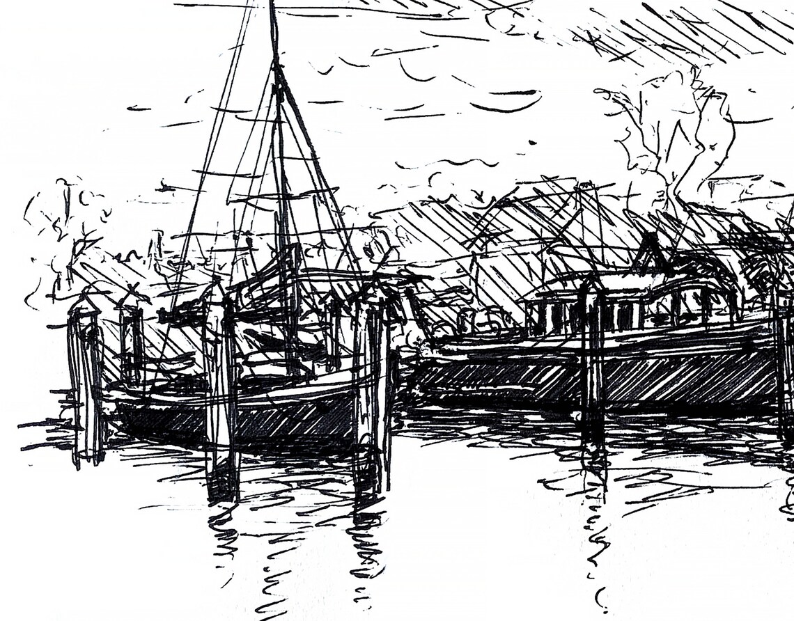 Chesapeake Bay Sailboats Drawing Digital File - Etsy