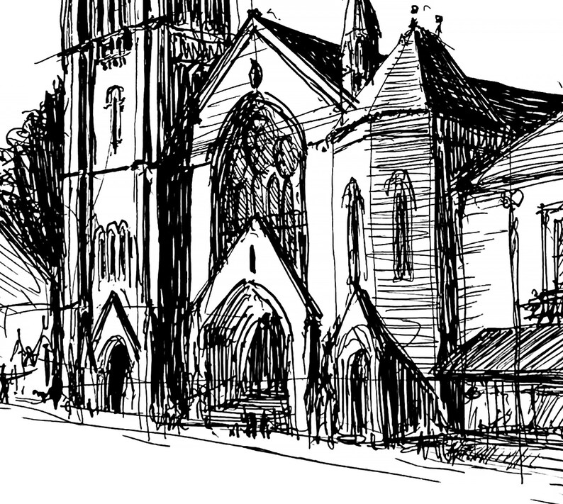 Inverness Church Sketch – Hand-drawn Scotland Architecture Print ...