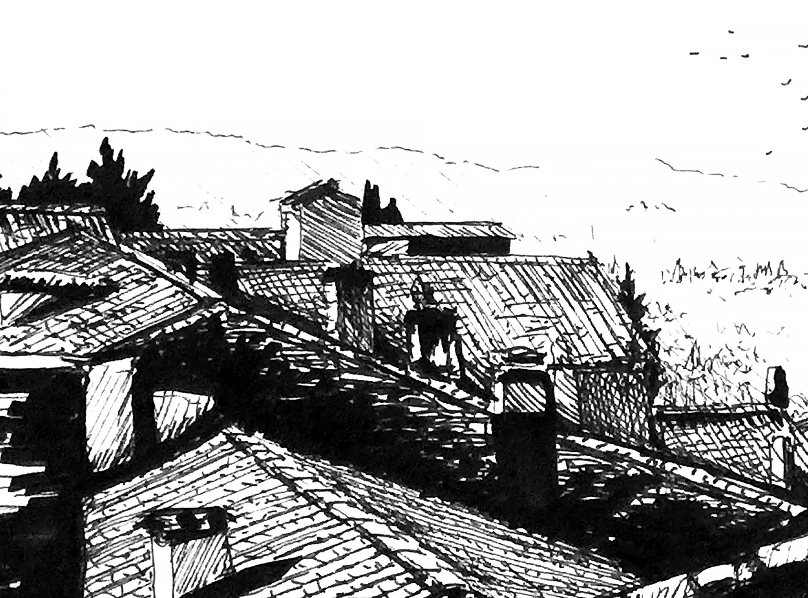 Tuscany Rooftop Drawing Digital File - Etsy