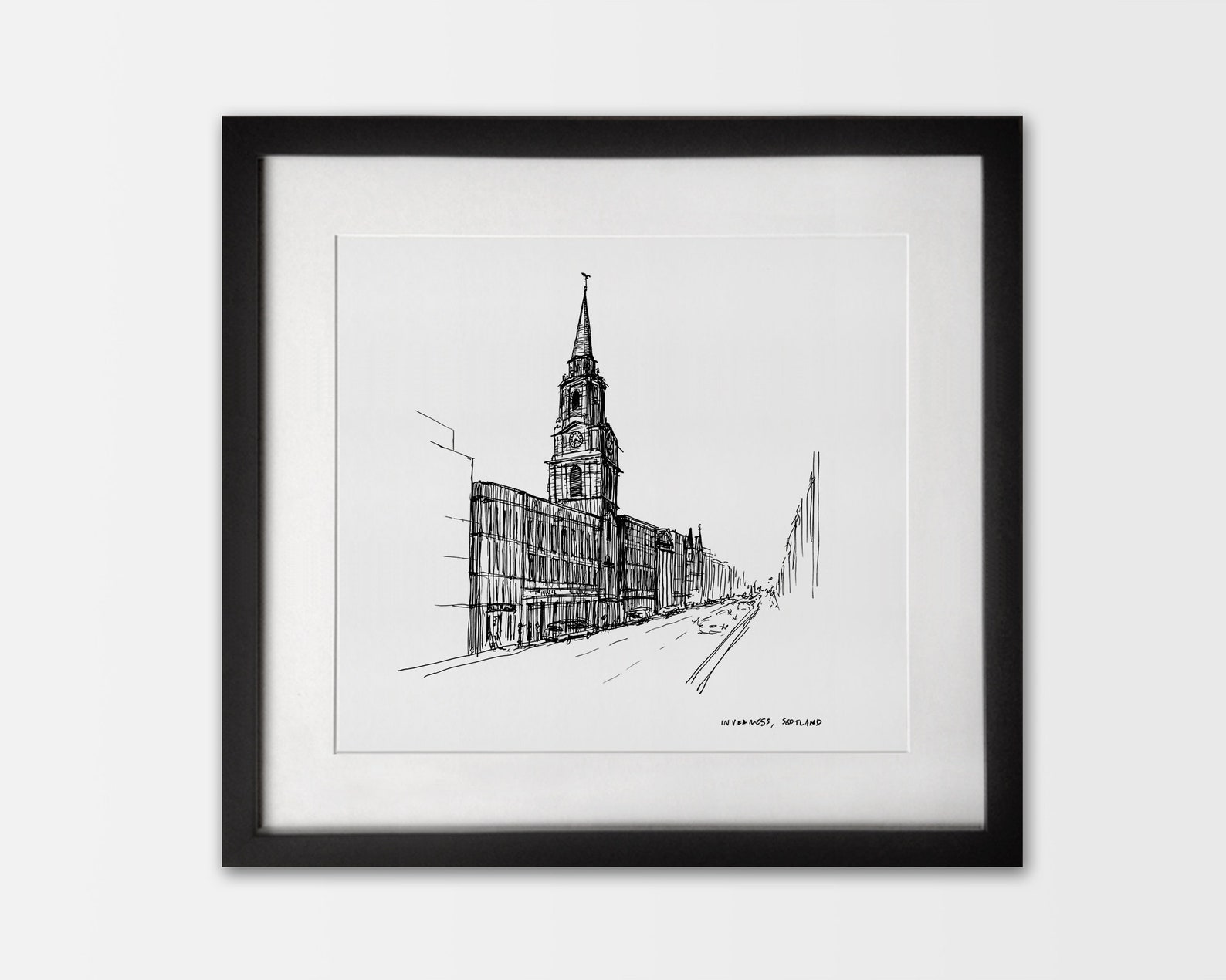 Inverness Old Town Sketch – Scotland Architecture Drawing, Hand-drawn ...