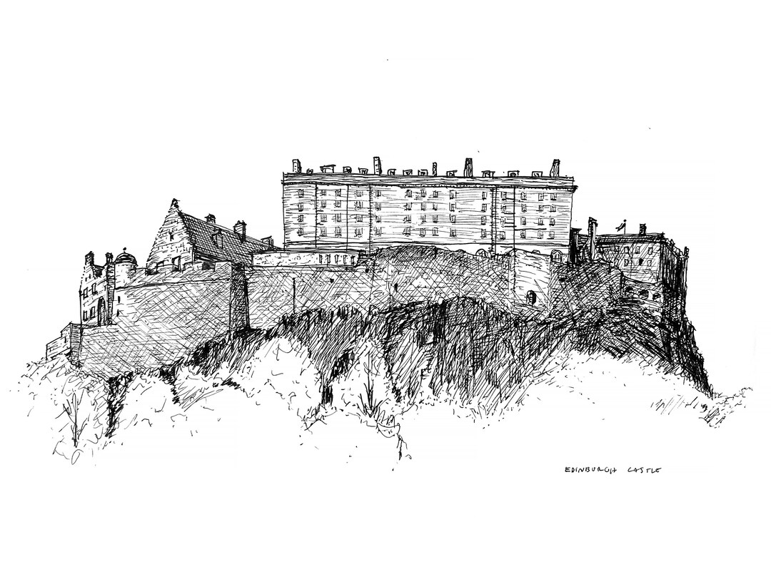 Edinburgh Castle Sketch – Hand-drawn Scotland Landmark Print, Digital ...