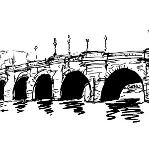 Pont Neuf Paris Bridge Sketch – Hand-drawn France Landmark Print ...