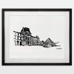 The Louvre Museum Paris Drawing Digital File - Etsy