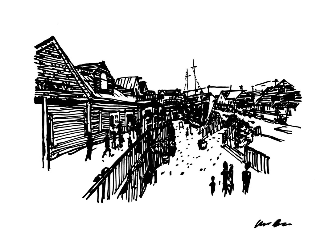 Long Beach Island Wharf Drawing Digital File - Etsy