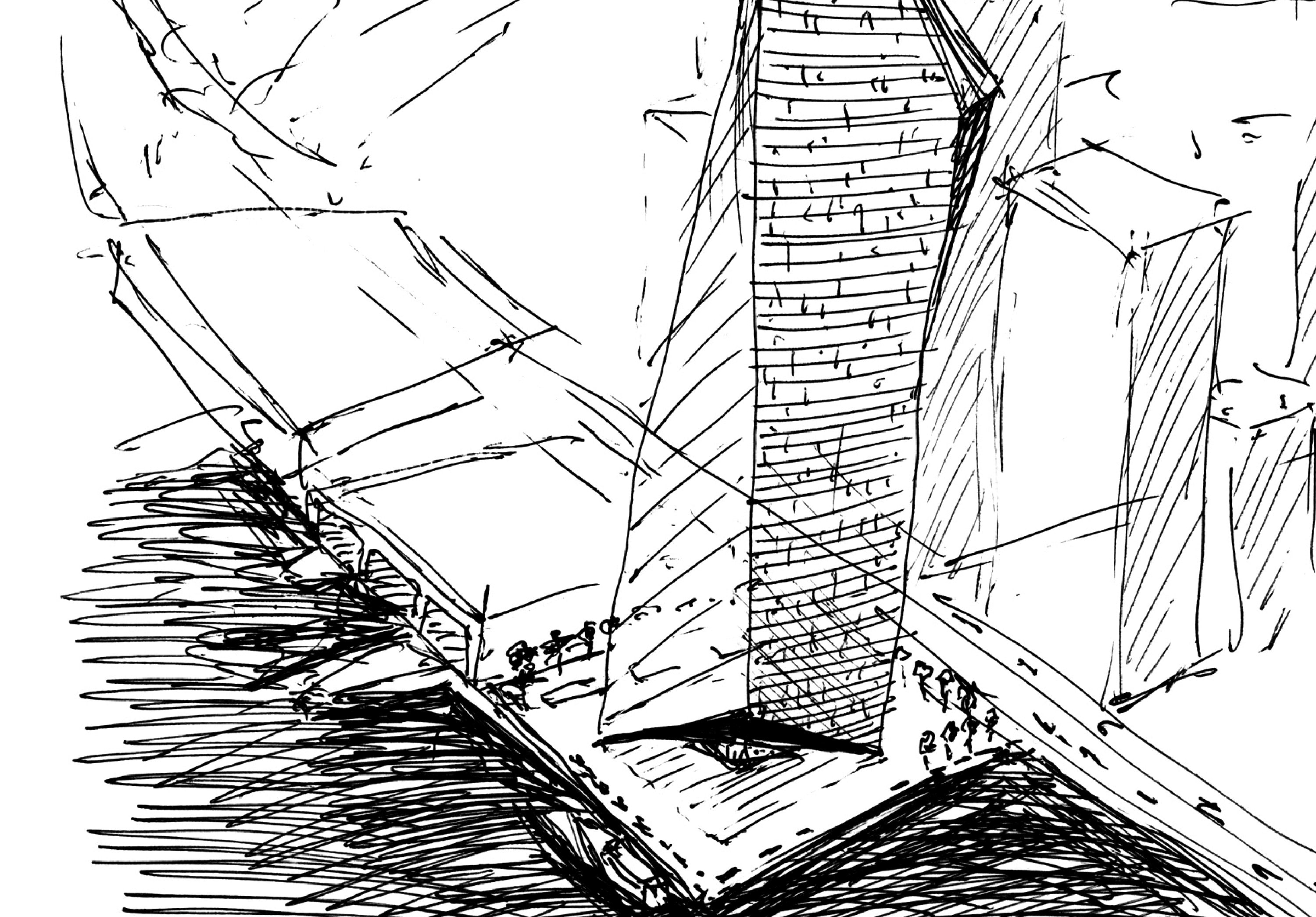 Architecture Concept Sketch – Hand-drawn Modern Building Design Print ...