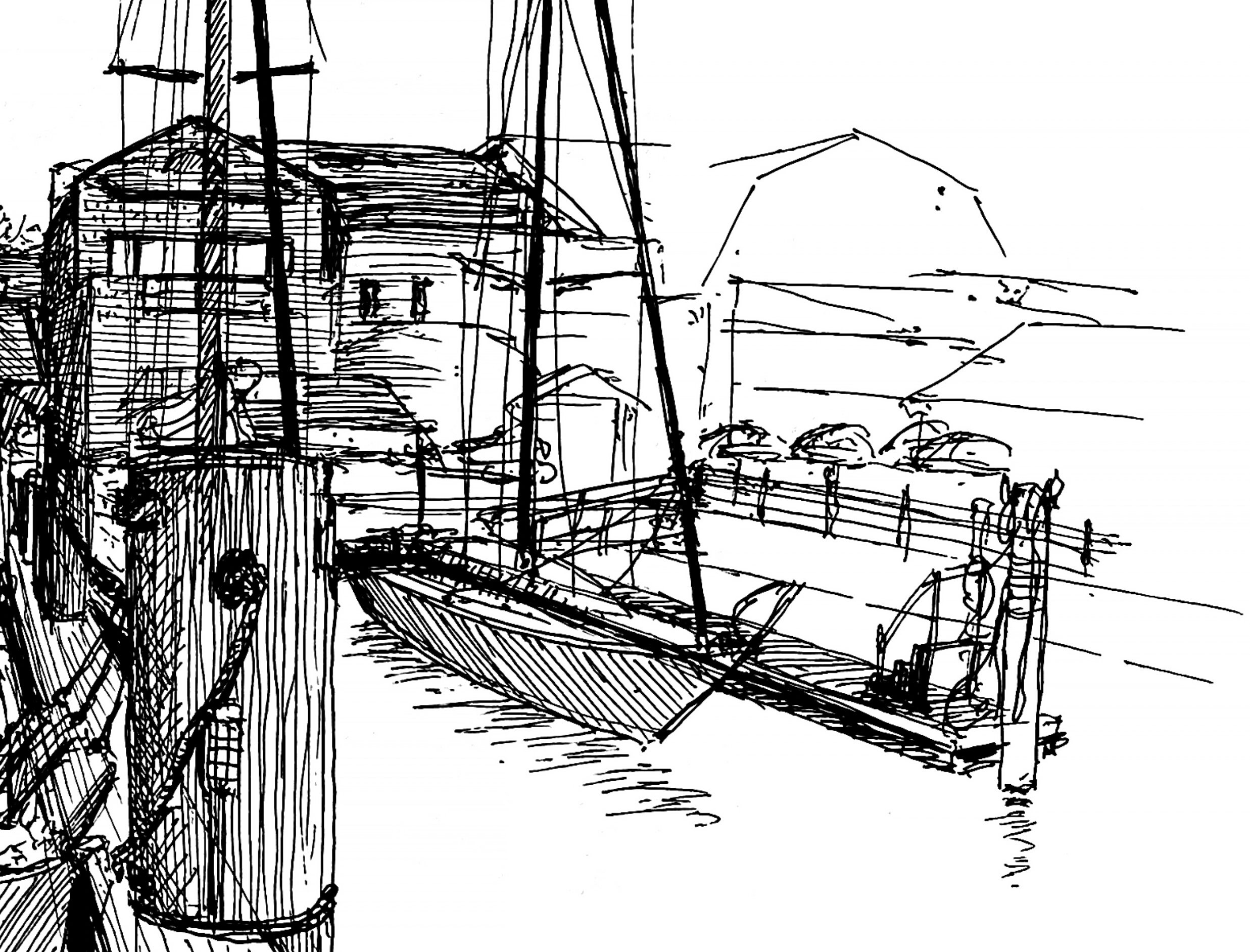 Newport Rhode Island Sketch – Coastal Architecture Drawing Digital ...