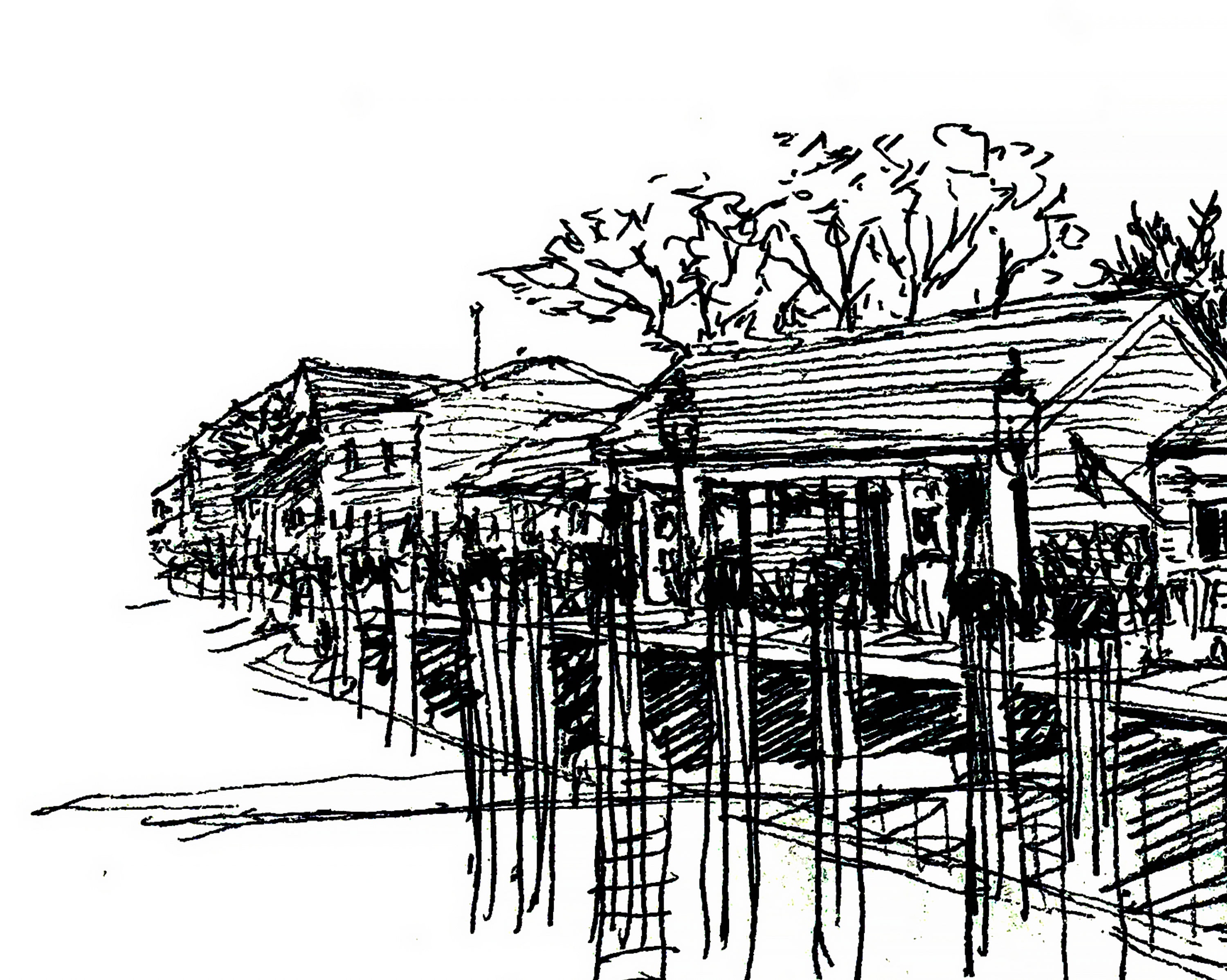 Nantucket Wharf Sketch: Hand-drawn Nautical Coastal Print (digital ...