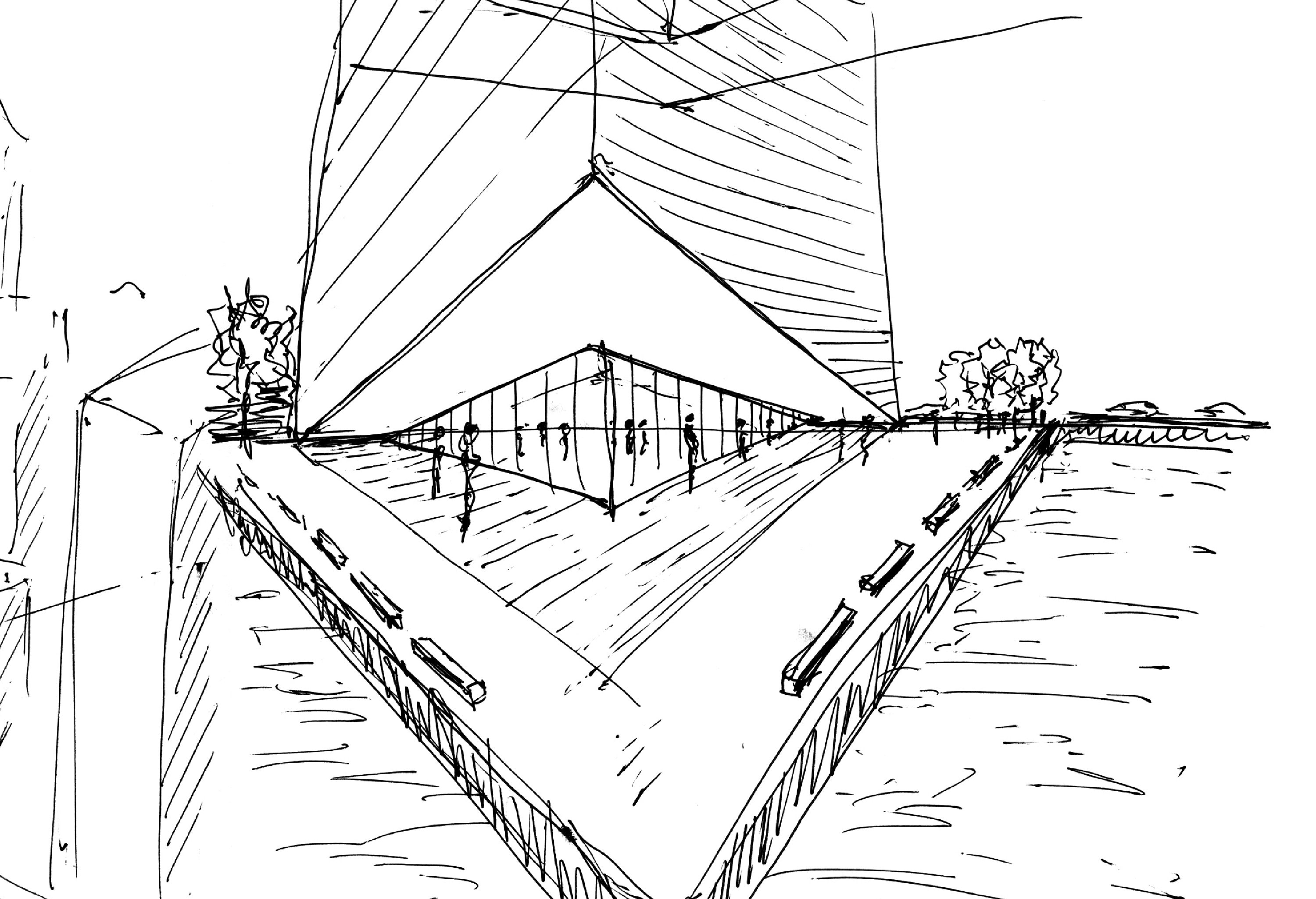 Architecture Concept Sketch – Hand-drawn Modern Building Design Print ...