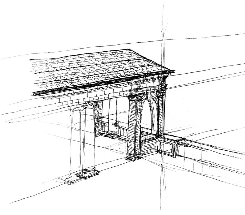 Architectural Columns Sketch – Hand-drawn Classical Design Print ...