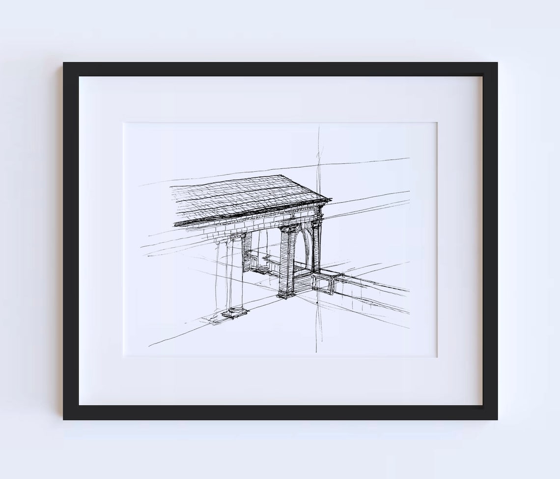 Architectural Columns Sketch – Hand-drawn Classical Design Print ...