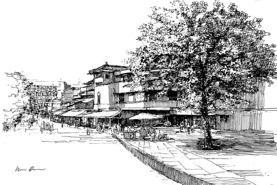 Kyoto Street Sketch – Hand-drawn Japan City Scene Art, Travel Digital ...