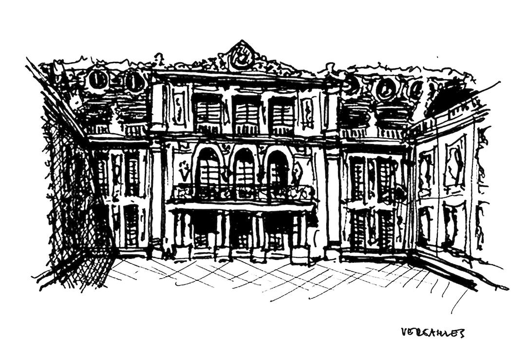 Palace of Versailles Sketch – Hand-drawn France Landmark Print, Digital ...