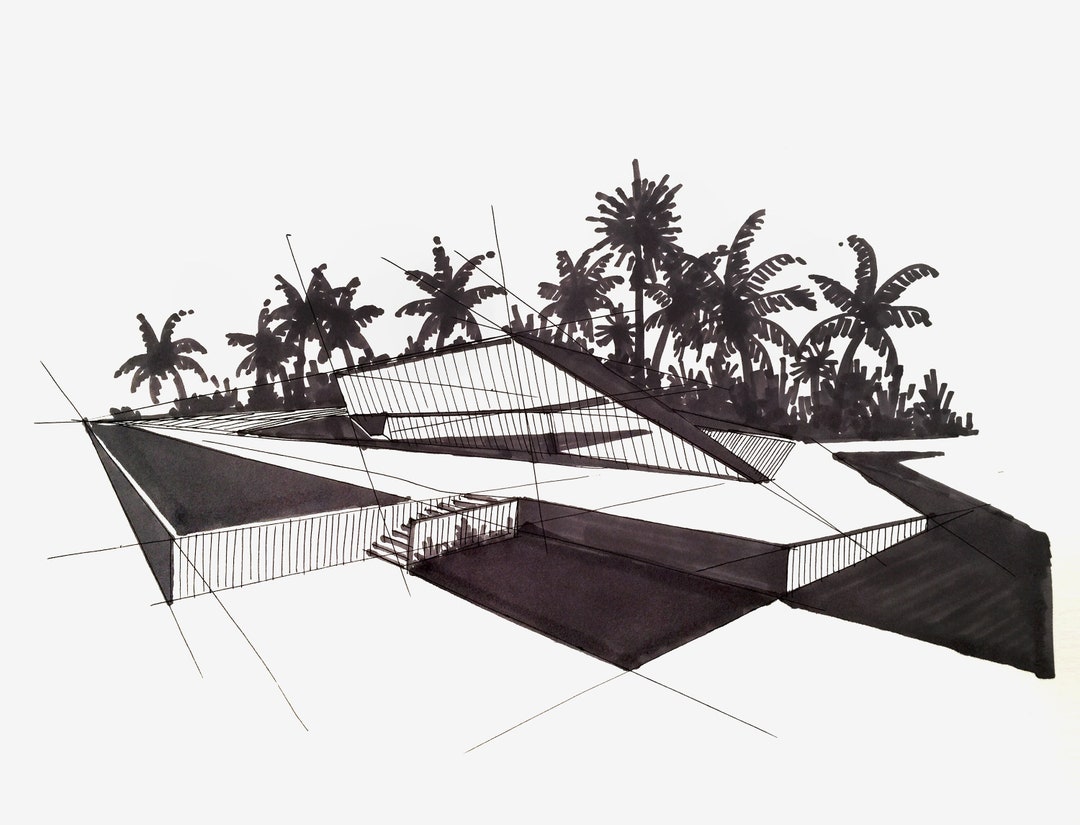 Beach House Concept Sketch Digital File - Etsy