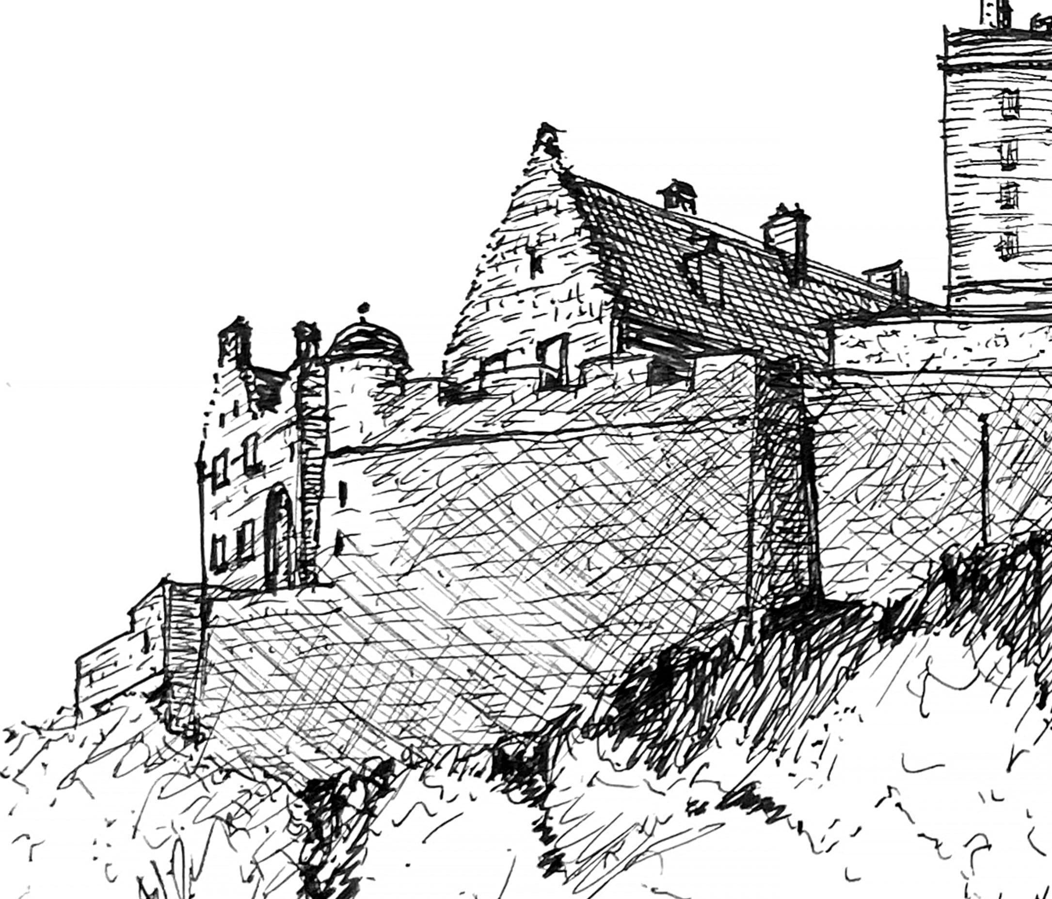 Edinburgh Castle Sketch – Hand-drawn Scotland Landmark Print, Digital ...