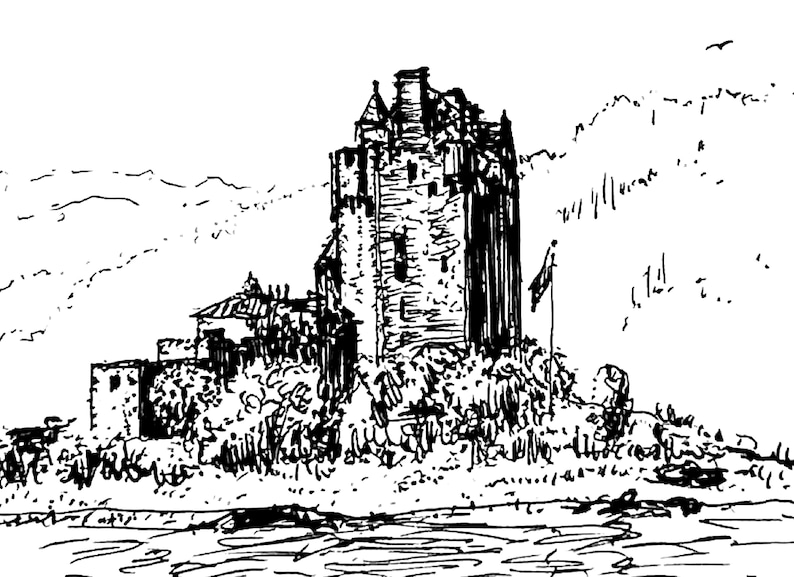 Eilean Donan Castle Drawing Digital File - Etsy