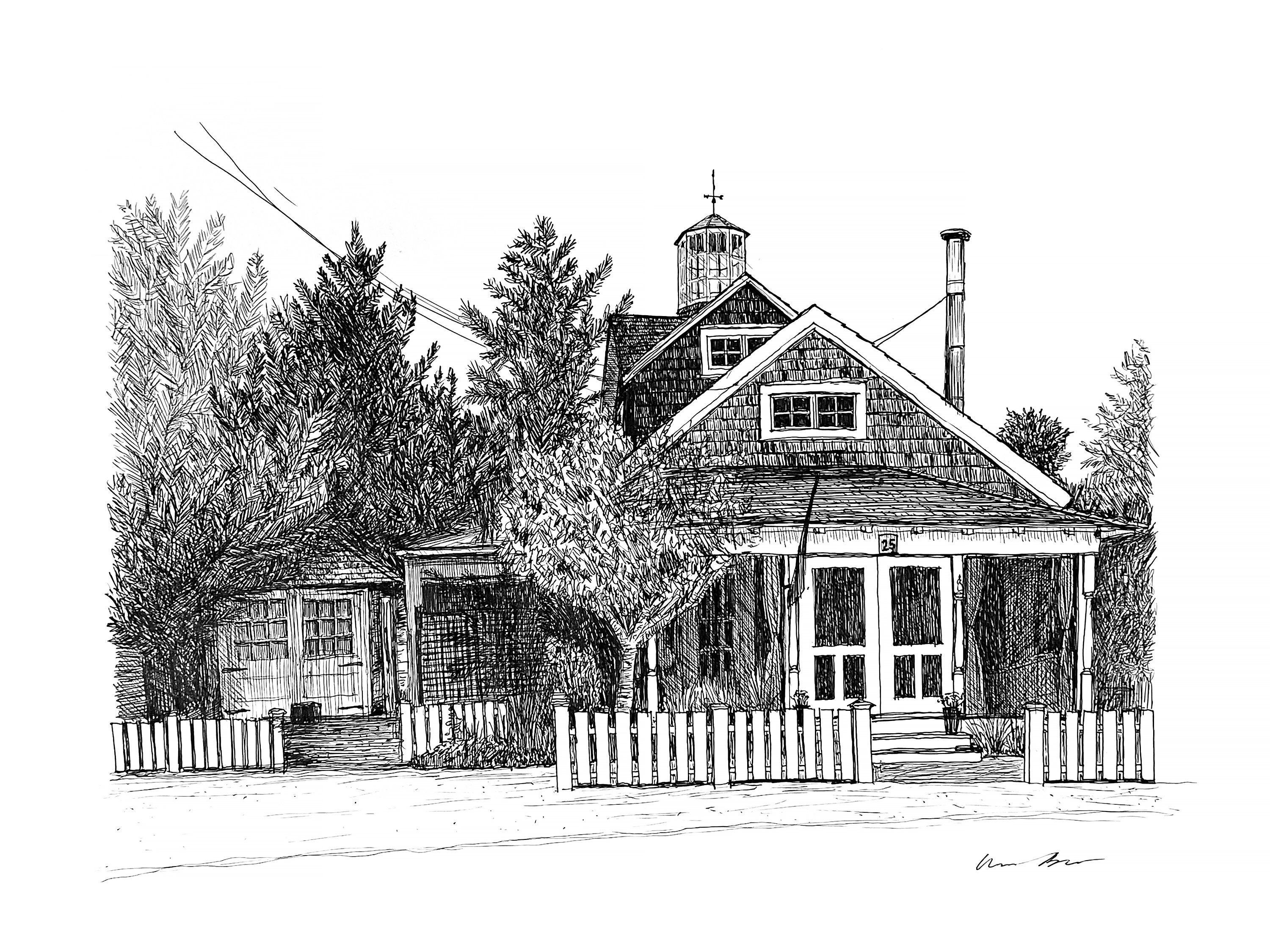 Beach House Sketch – Hand-drawn Coastal Architecture Print, Digital ...
