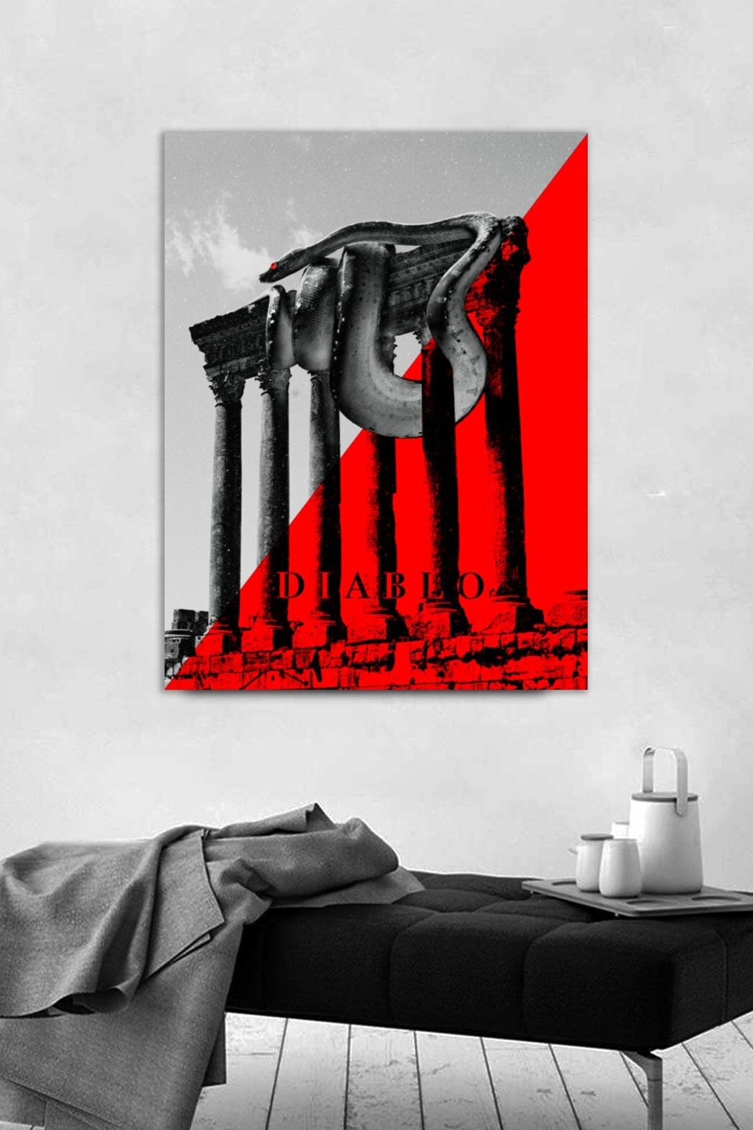 DIABLO Snake Wall Art, Room & Dorm Wall Decor, Surreal Digital Art ...