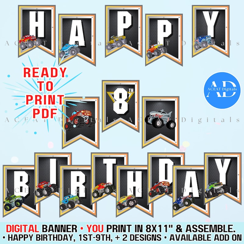 Monster Jam Party Banner - Etsy