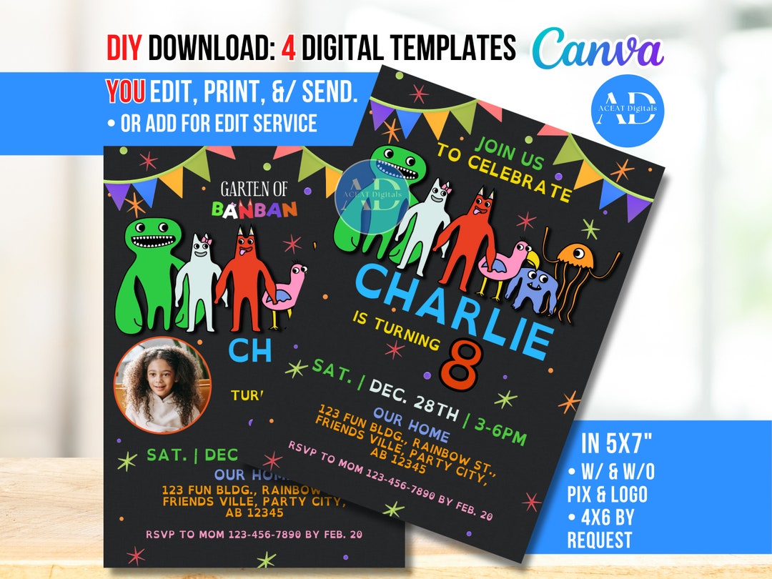 Garten of Banban DIGITAL DIY Template Invitation Banban's Kindergarten ...