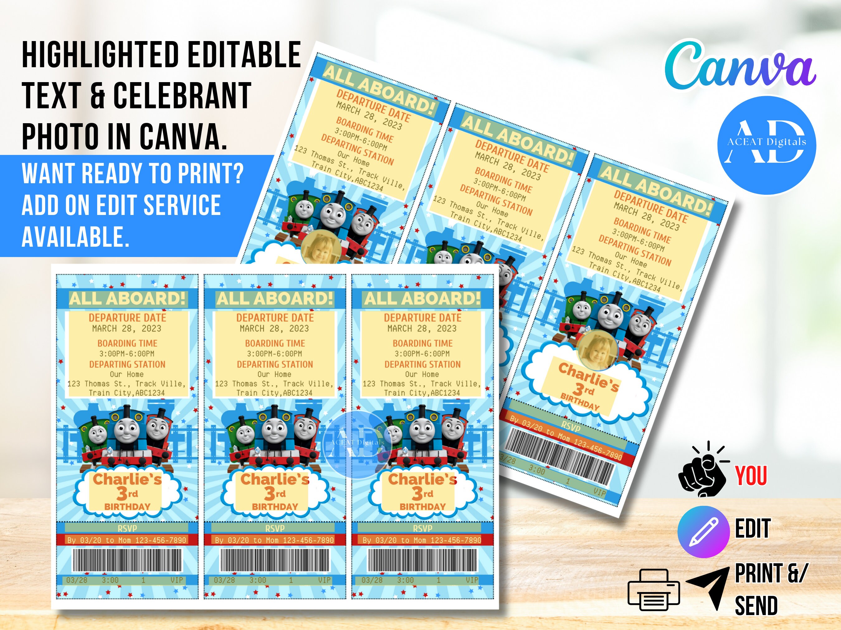 Thomas and Friends Thomas the Train, DIGITAL DIY Invitation Invite ...