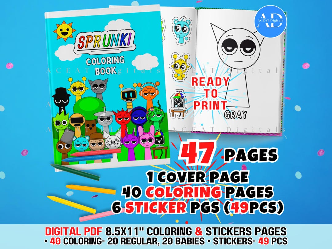 Musical Punky Coloring Pages & Stickers, Birthday Party, Ready to Print ...