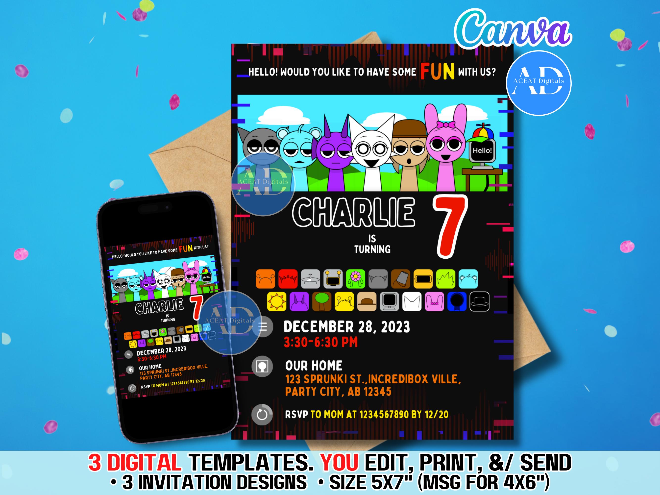 Musical Punky DIGITAL DIY Template Invitation Invite Birthday Party ...