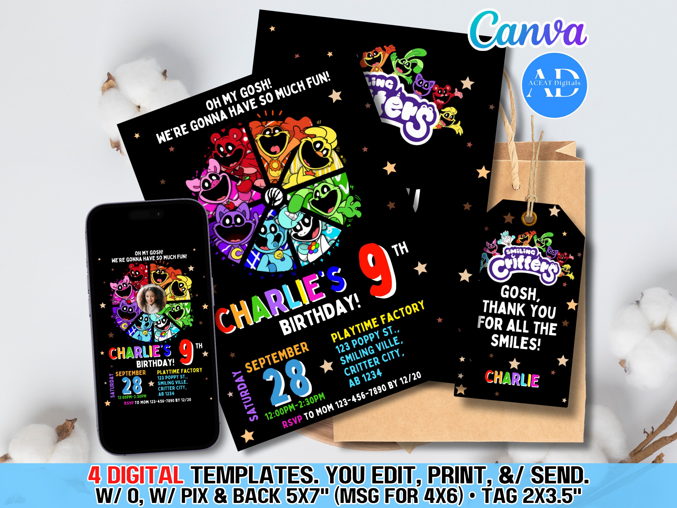 Hora de juego de animales sonrientes Capítulo 3, plantilla de bricolaje ...